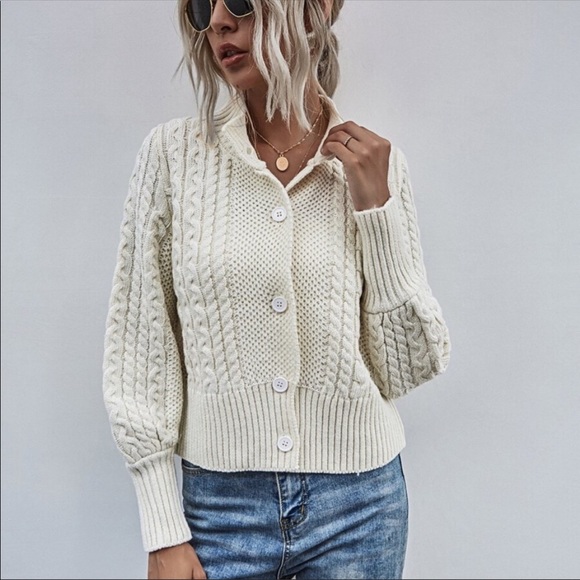 Sweaters | Cream Chunky Cable Knit Cardigan | Poshmark